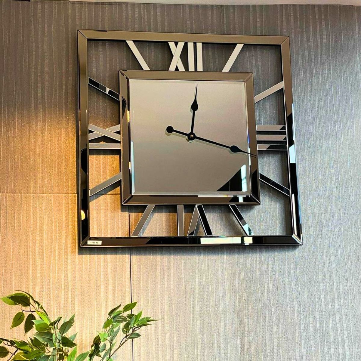 Grey Square Shape Roman Number Mirror Clock - Timeless Design | Mirorma