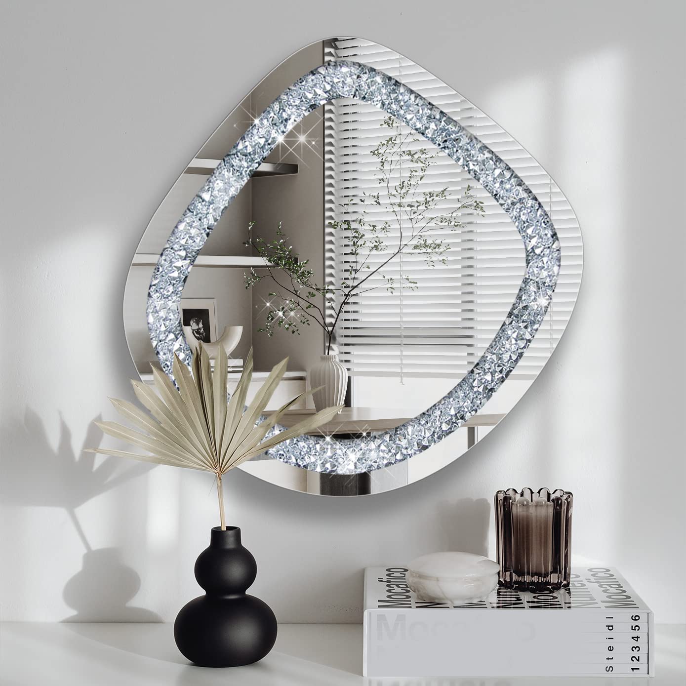 Diamond-Inspired Crystal Wall Mirror Glamorous Home Design